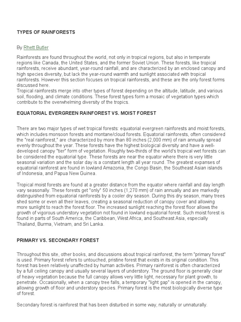 Types of Rainforests | PDF | Rainforest | Forests