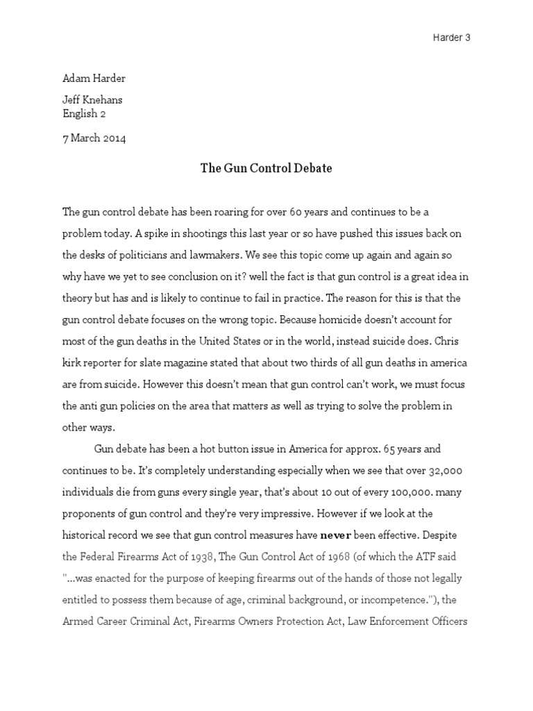 Gun Control Paper | PDF | Gun Control | Suicide