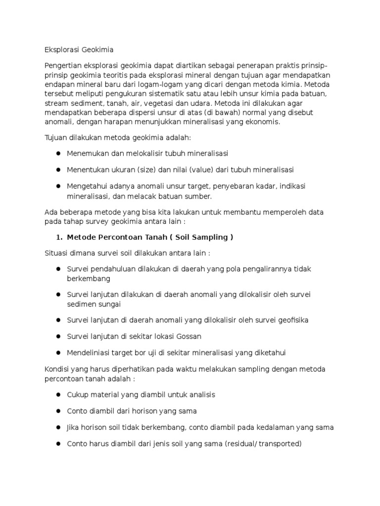 Eksplorasi Geokimia: Metode dan Tujuan | PDF | Sains & Matematika