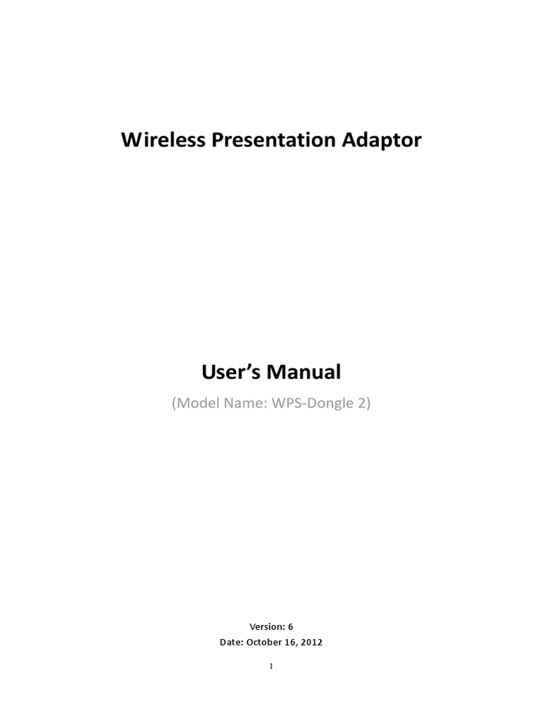 WPS-Dongle 2 User Manual | PDF | Wireless Lan | Ip Address