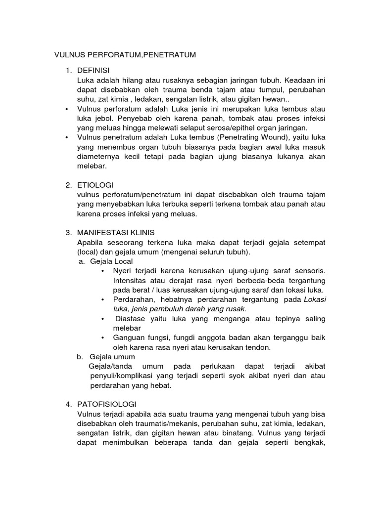 Vulnus Perforatum, Penetratum Word | PDF