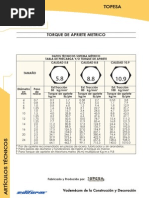 Tabla de Torques para Pernos | PDF | Materiales | Sustancias químicas