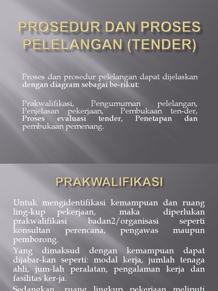 Prosedur Dan Proses Pelelangan Tender | PDF