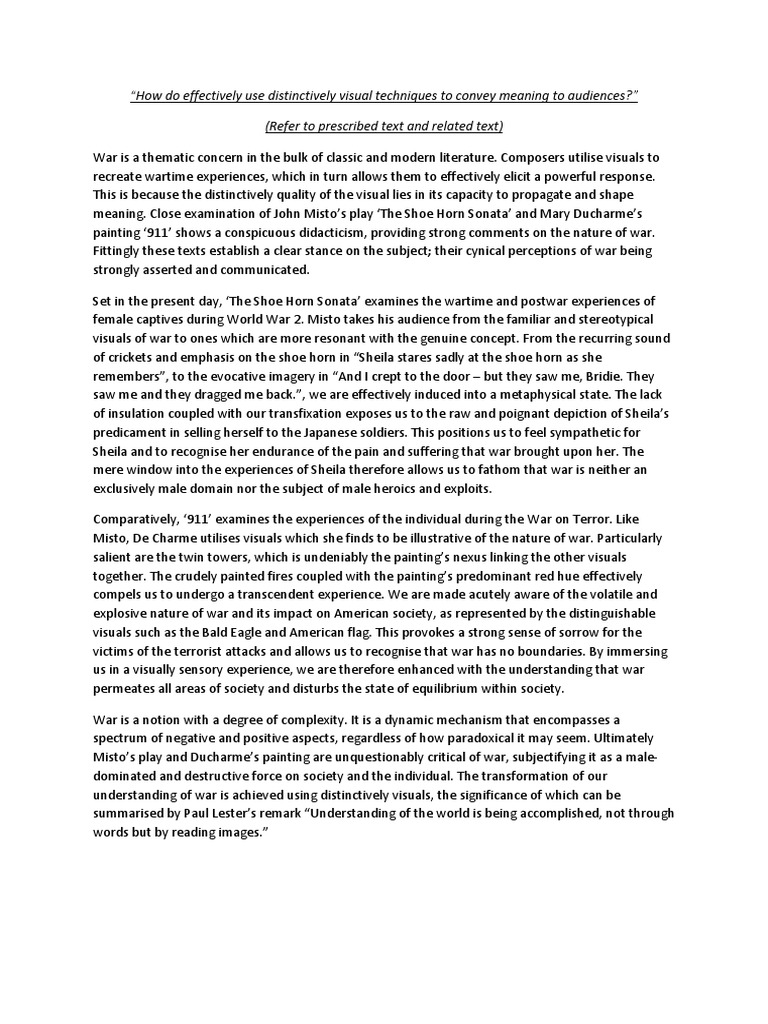 "How Do Effectively Use Distinctively Visual Techniques To Convey ...