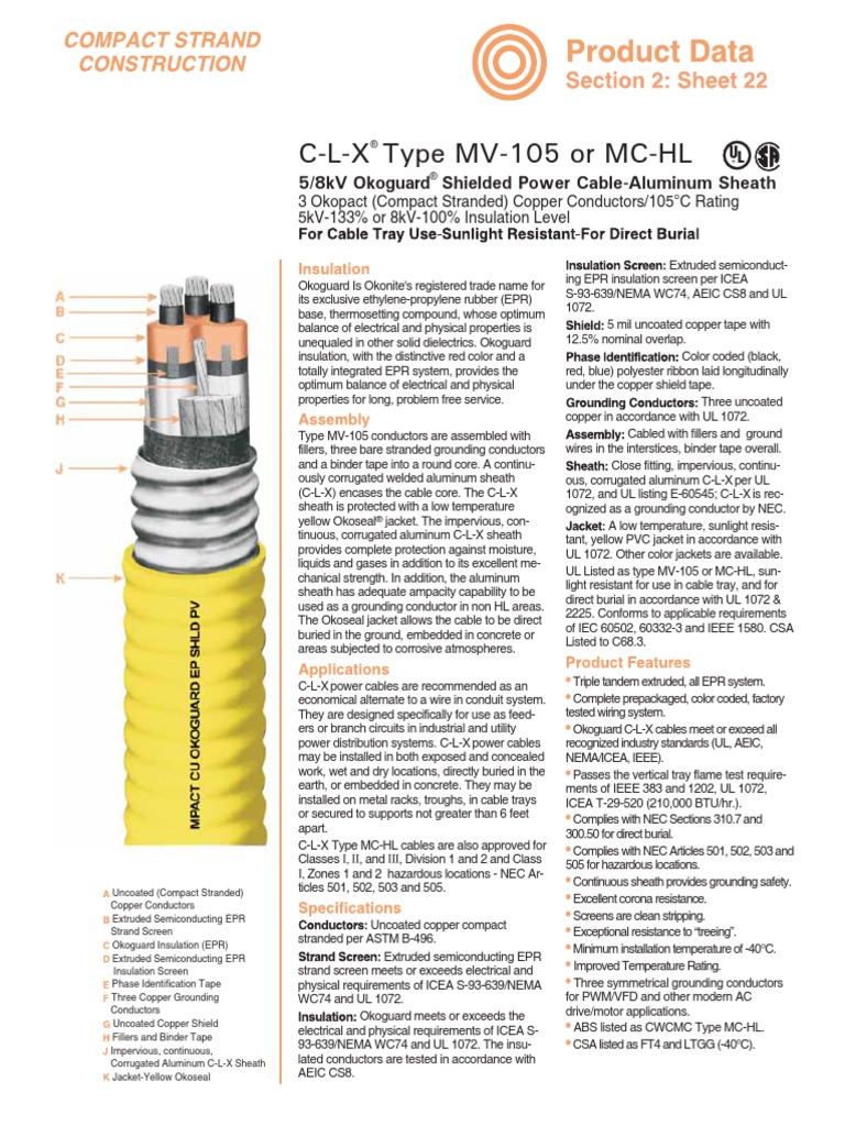 Okonite MV | PDF | Electrical Conductor | Insulator (Electricity)