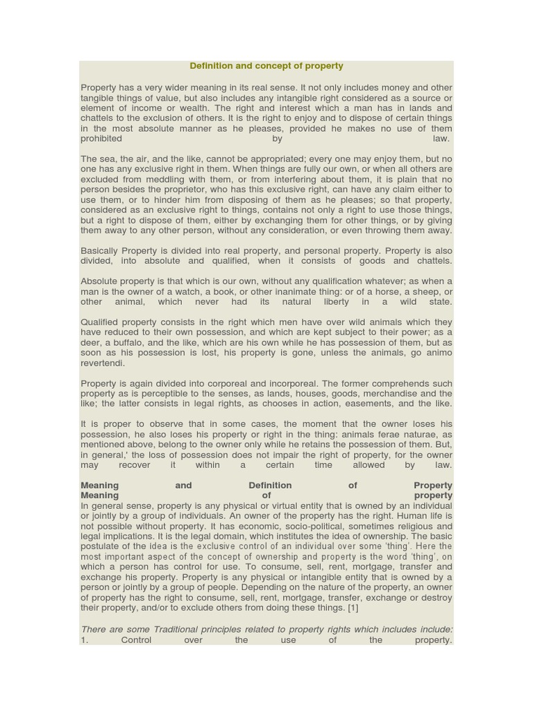 Definition and Concept of Property | PDF | Property | Patent
