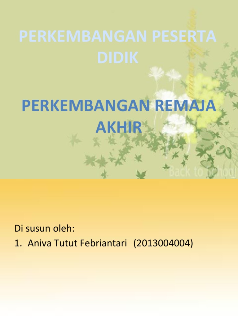 Perkembangan Remaja Akhir | PDF