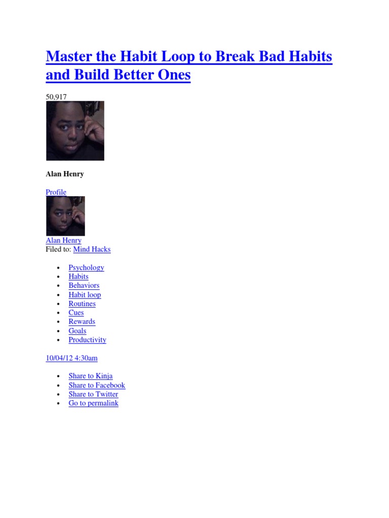 Master The Habit Loop To Break Bad Habits and Build Better Ones ...