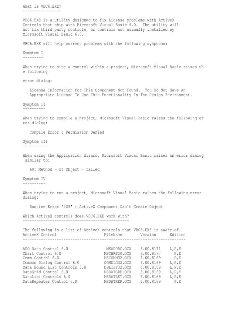 Fix VB6 ActiveX Control License Issues | PDF | Computer Programming | System Software