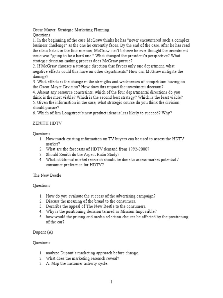 Marketing Case Study Questions | PDF | Marketing | Business