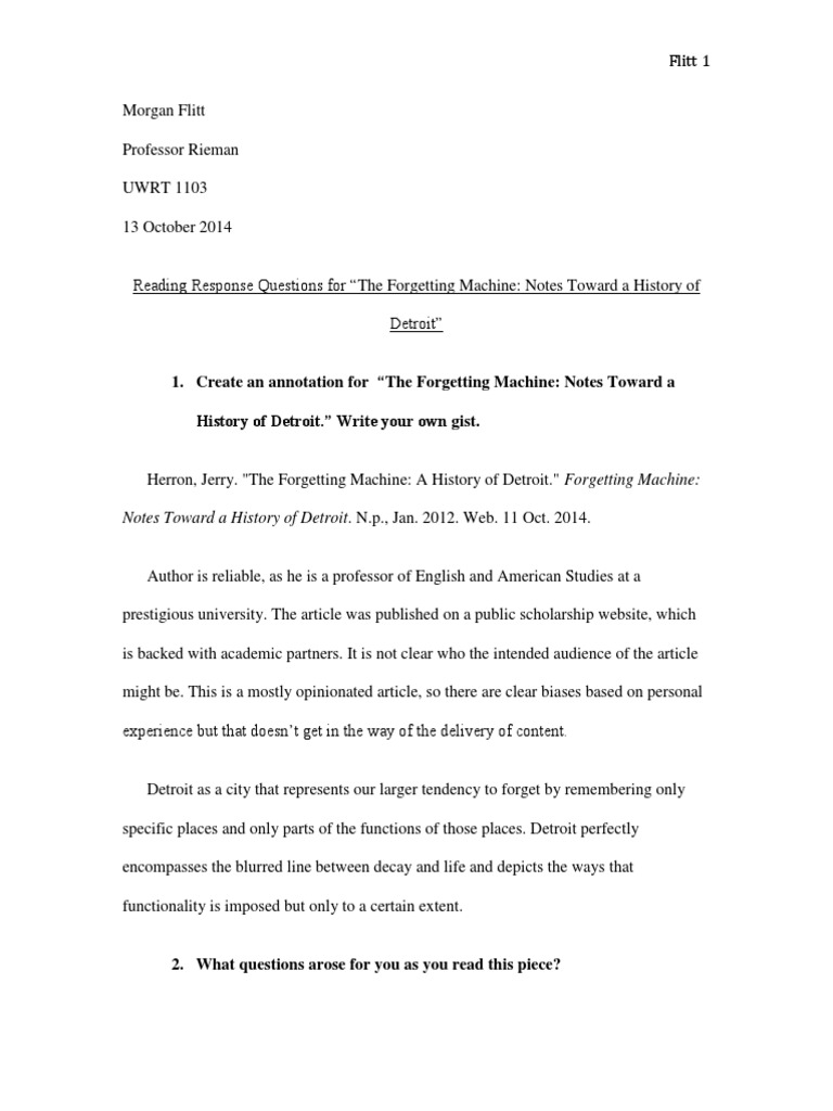 RR To The Forgetting Machine by Herron | PDF | Psychology | Cognitive ...