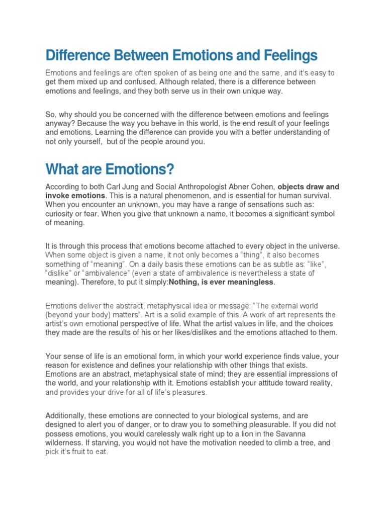 Difference Between Emotions and Feelings | Feeling | Emotions | Free 30 ...