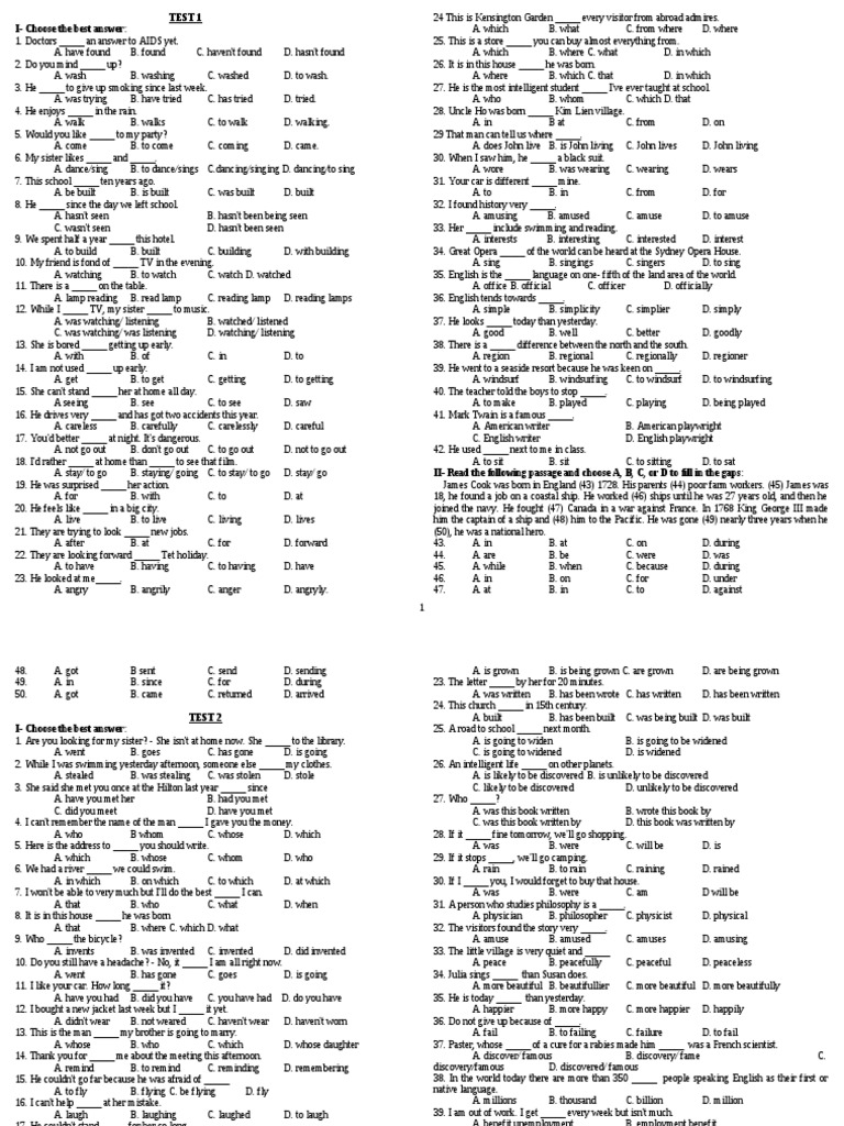 English Grammar Practice Test | PDF | William Shakespeare | Mark Twain