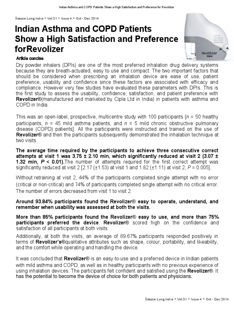 Revolizer preferred dry powder inhaler | Chronic Obstructive Pulmonary ...