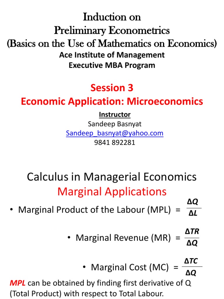 An Introduction to Marginal Analysis and Cost Minimization in ...