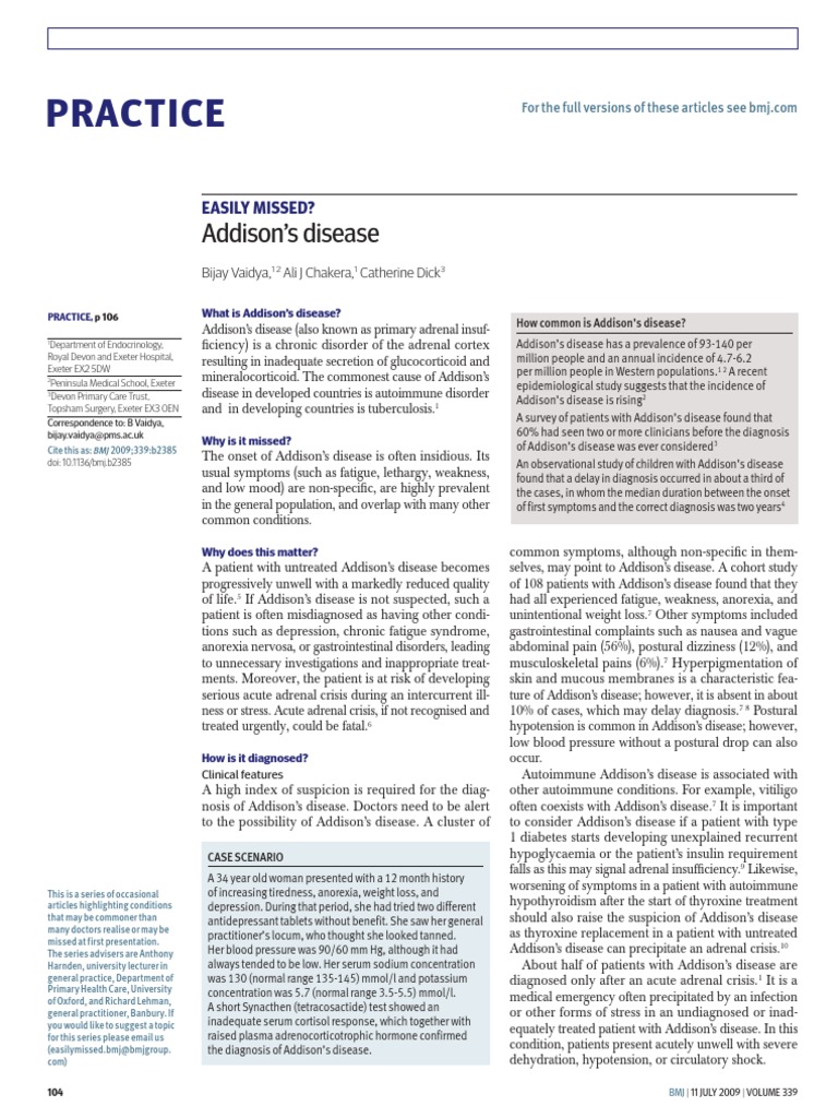 Addison's Disease | PDF | Epidemiology | Endocrine System