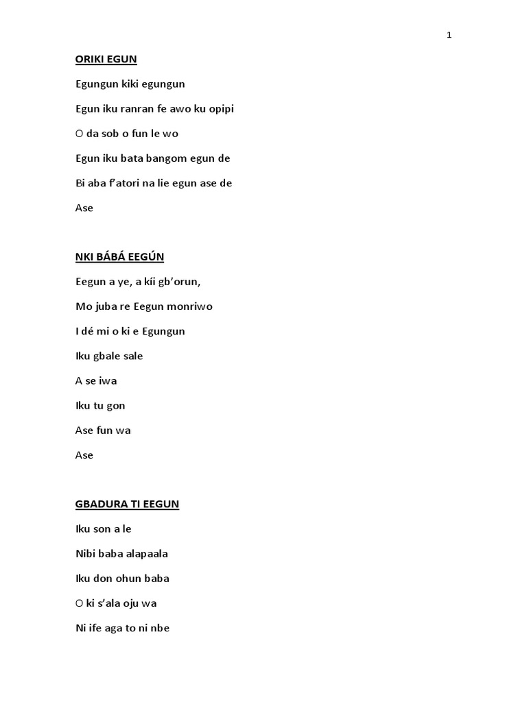 Oriki Egun | PDF