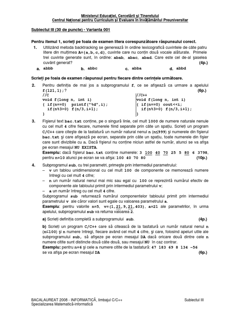 Bac Informatica C III