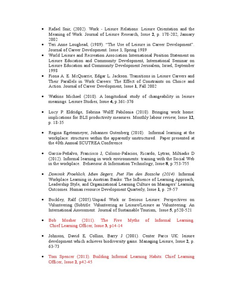References For Informal Learning | PDF | Psychological Concepts ...