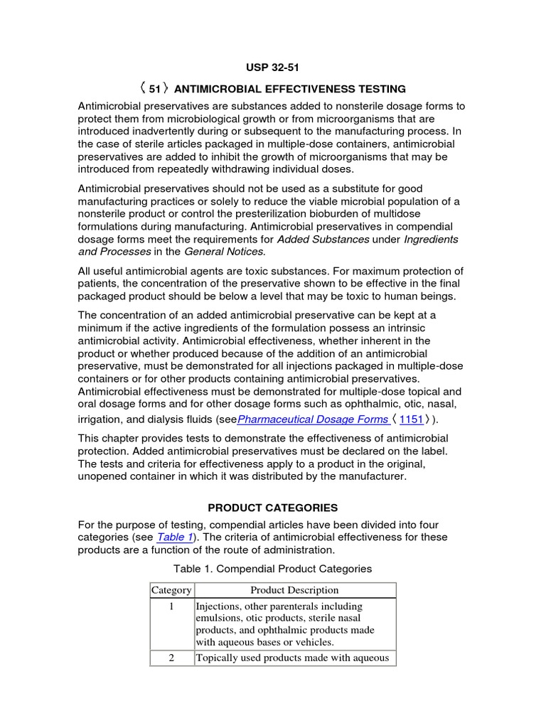 %USP 32%-51.mETODO DE EFECTIVIDAD DE ANTIMICROBIANOS | PDF | Growth ...
