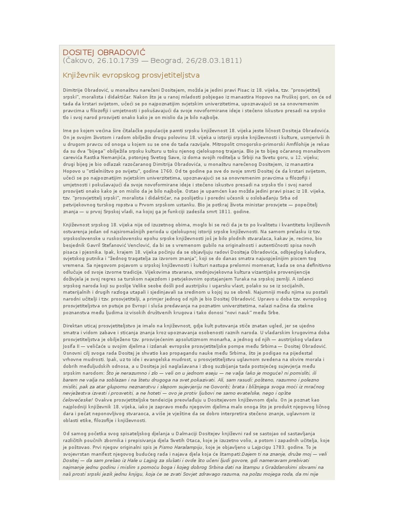 Dositej Obradović | PDF