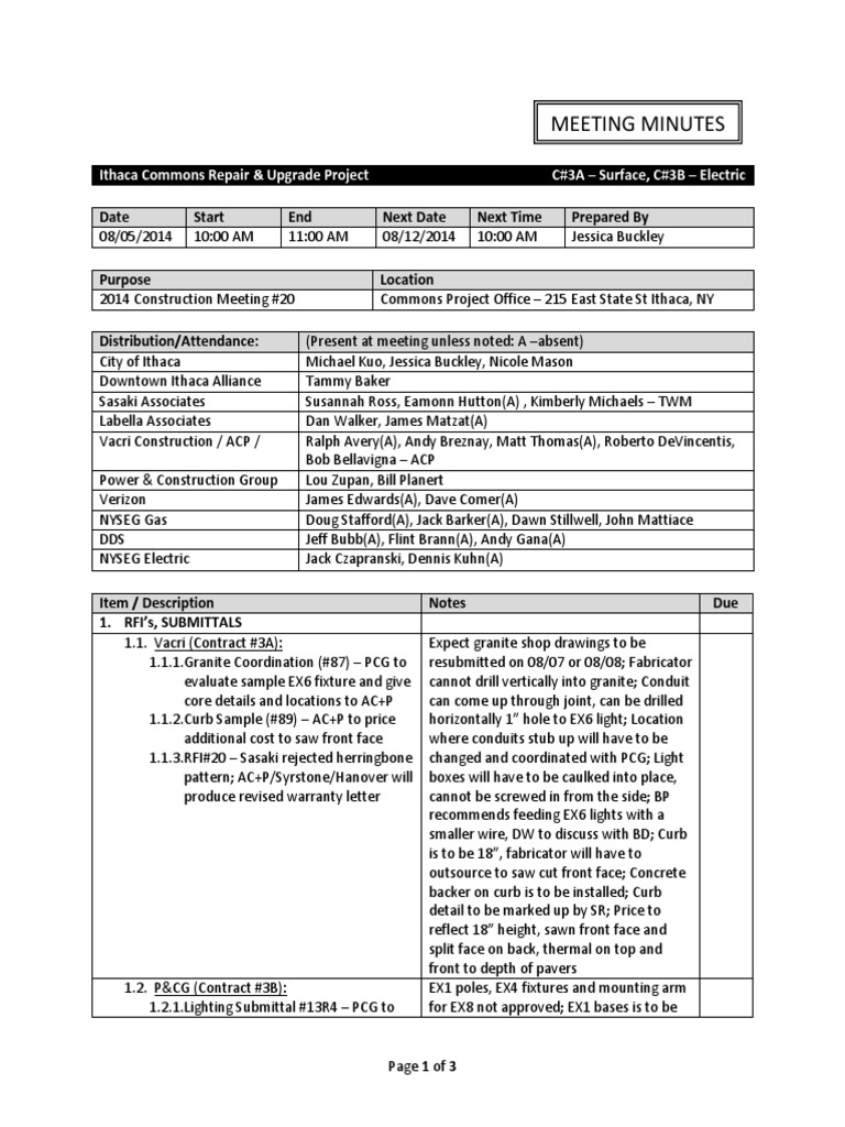 2014-08-05 Construction Meeting Minutes.pdf | Manmade Materials ...
