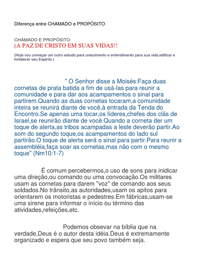 Propósito e Chamado | PDF | Elias | Deus