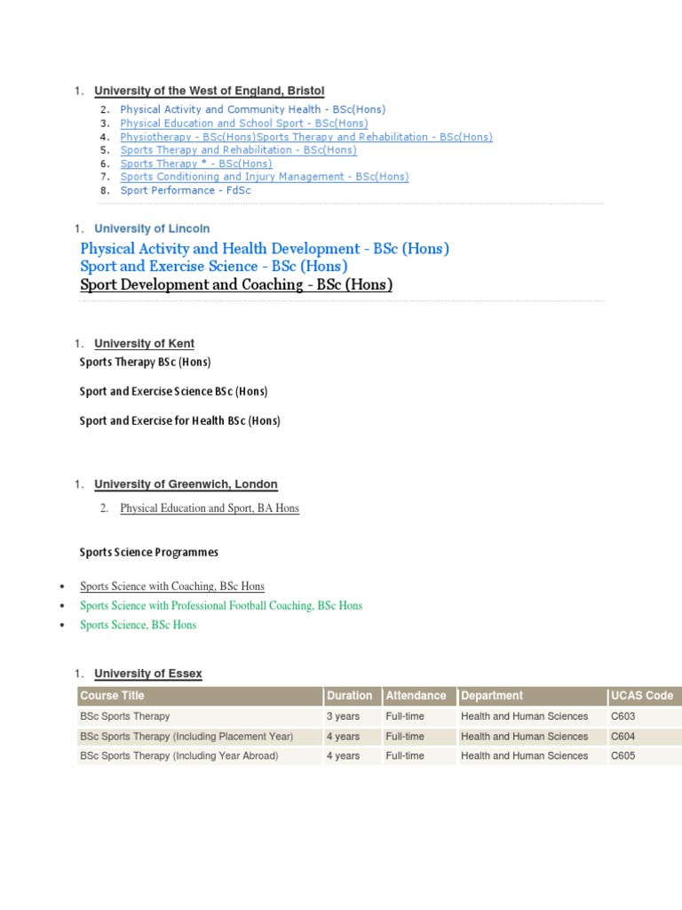 Physical Activity and Health Development - BSC (Hons) Sport and ...