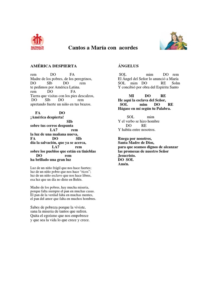 Cantos a María Con Acordes | PDF | María, madre de Jesús | Oración