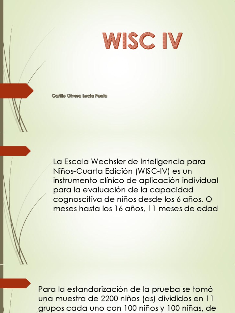 WISC IV | Sicología y ciencia cognitiva