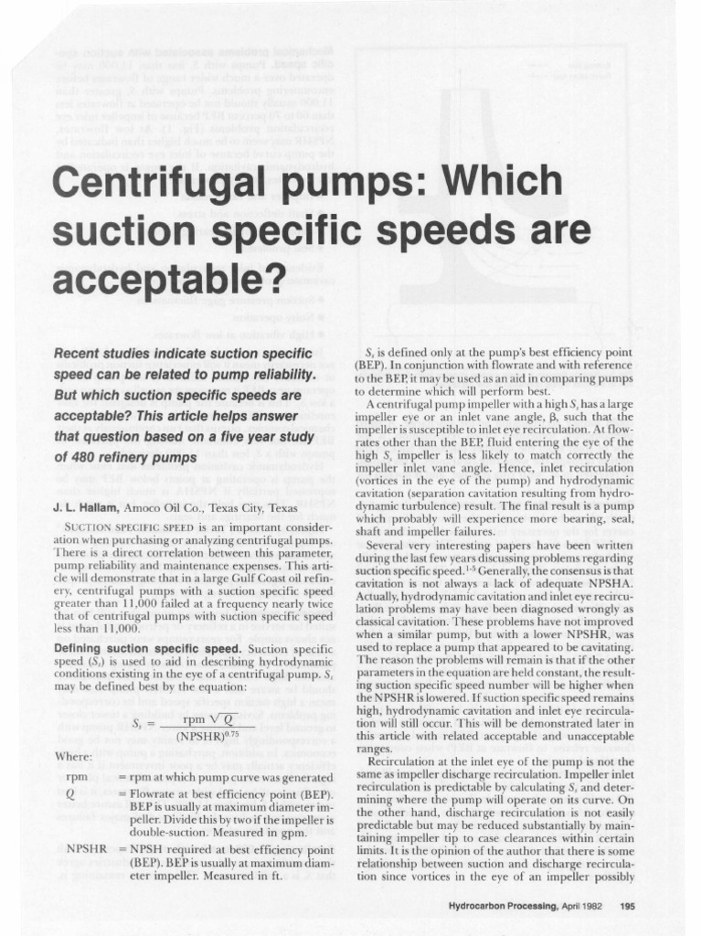 Suction Specific Speed Paper For ASME | PDF