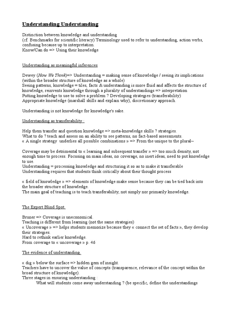 Understanding Understanding Presentation | PDF | Understanding | Knowledge