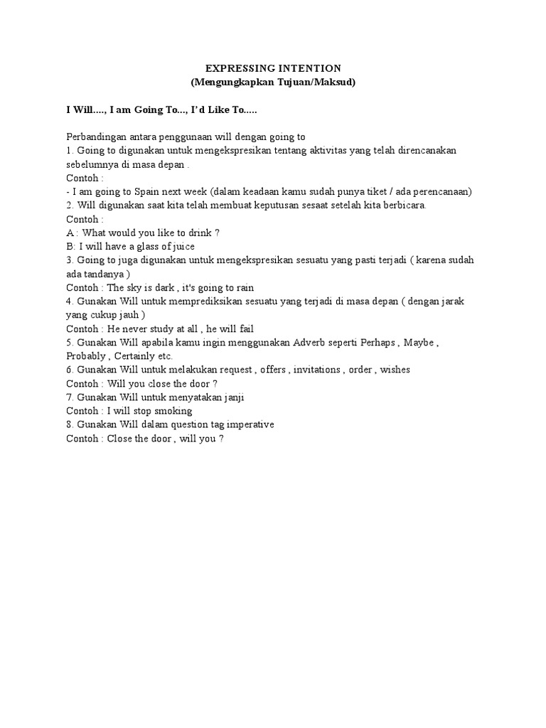 Expressing Intention | PDF | Kajian Bahasa Asing