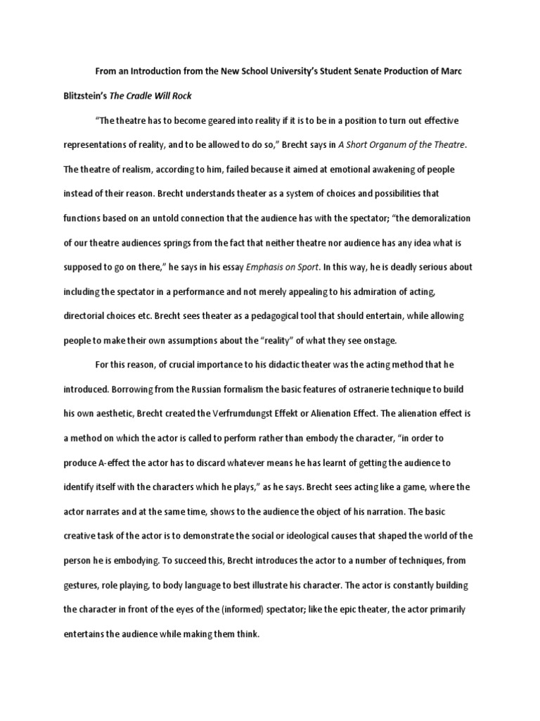 Brecht's Alienation Effect in Theater | PDF