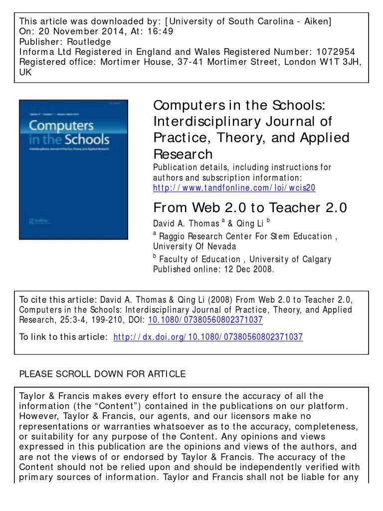 Computers in The Schools: Interdisciplinary Journal of Practice, Theory ...