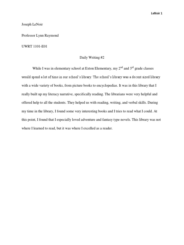 My Literacy Journey in Elementary School | PDF