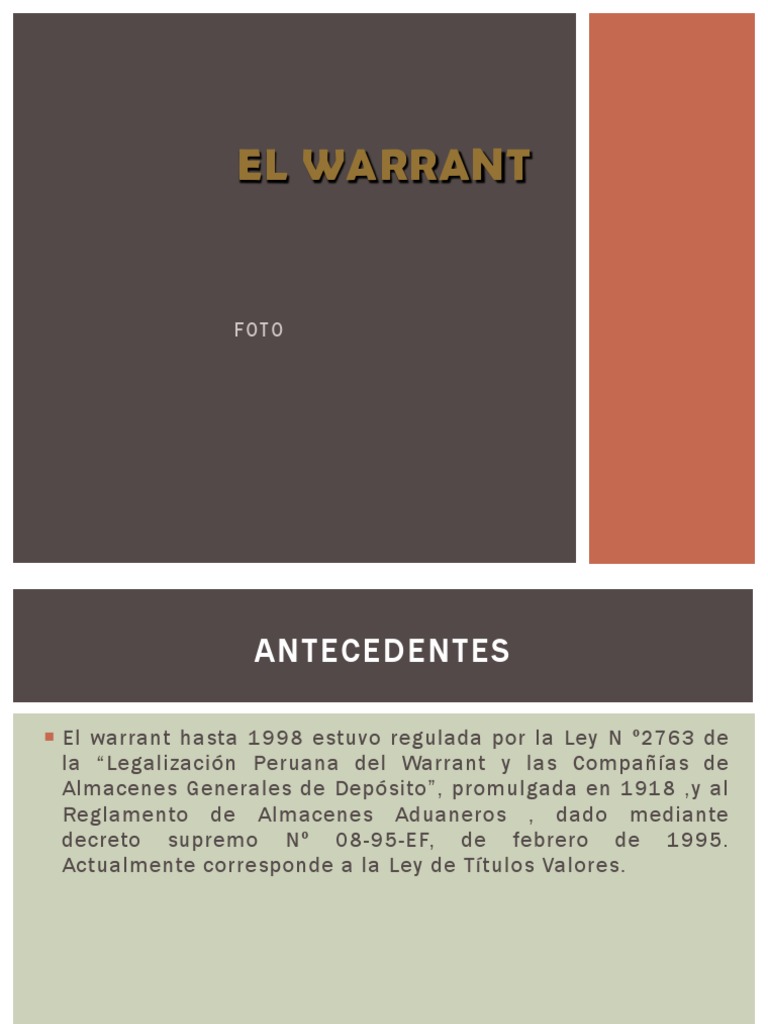 El Warrant | PDF | Warrant (Finanzas) | Bancos