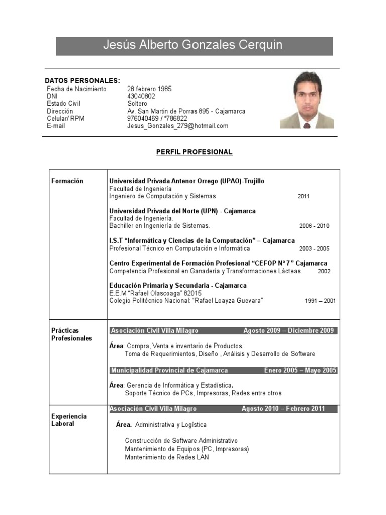 Ejemplo de CV Documentado | PDF | Ciencias de la Computación | Computadoras personales