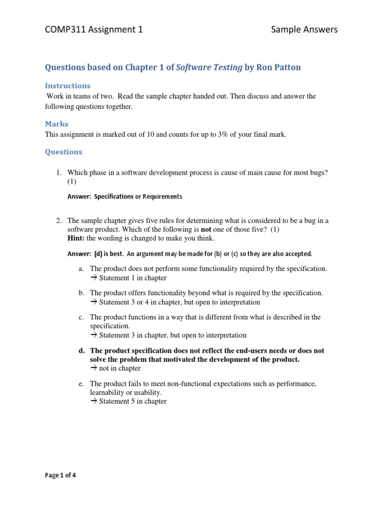 COMP311 Assignment 1: Software Testing Insights | PDF | Software Bug ...