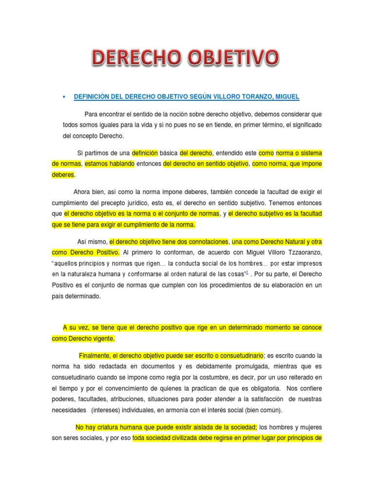Resumen Derecho Objetivo | Subjetividad | Legislación | Prueba gratuita ...