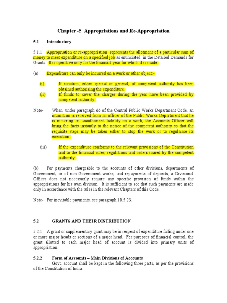 Appropriations and Re-Appropriation Explained | PDF | Financial ...