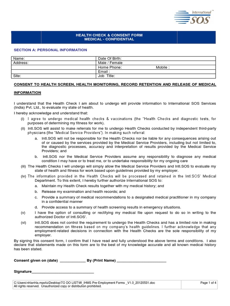 Health Check & Consent Form | PDF | Health Care | Vaccines