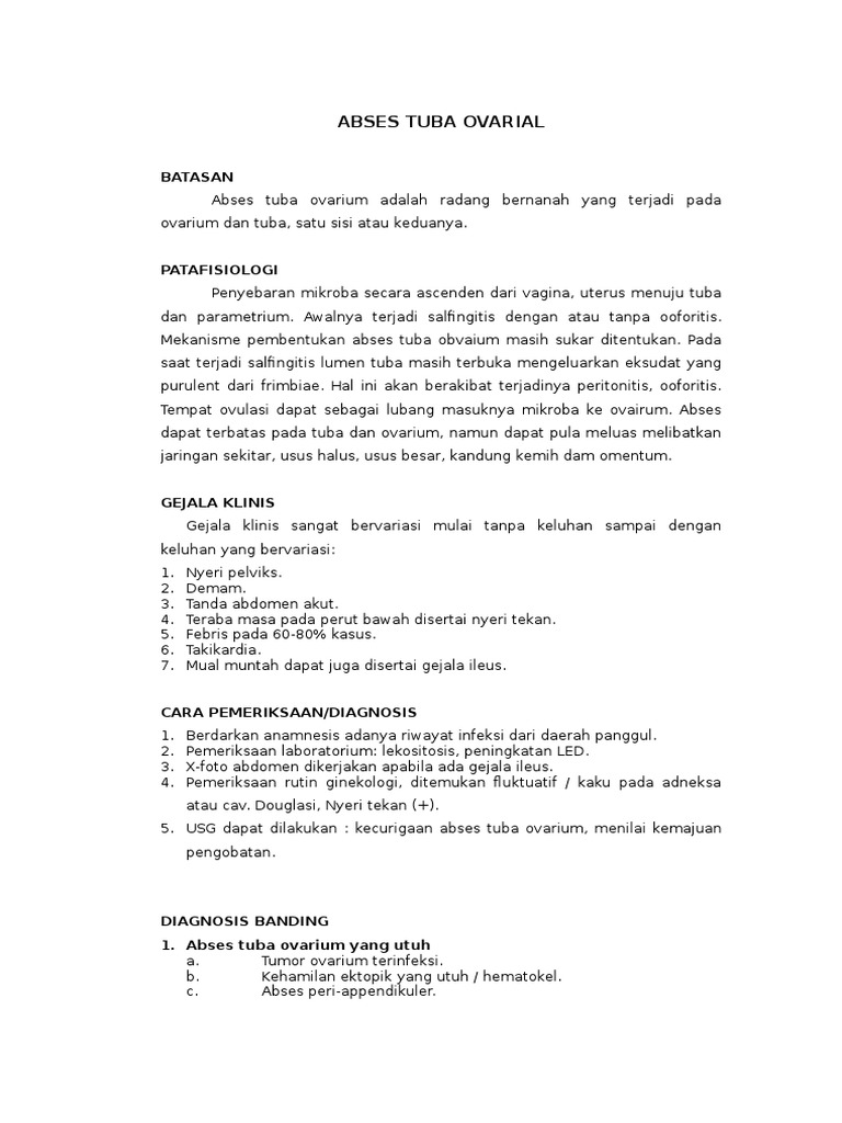 Abses Tuba Ovarium: Gejala dan Penanganan | PDF | Teknologi & Rekayasa