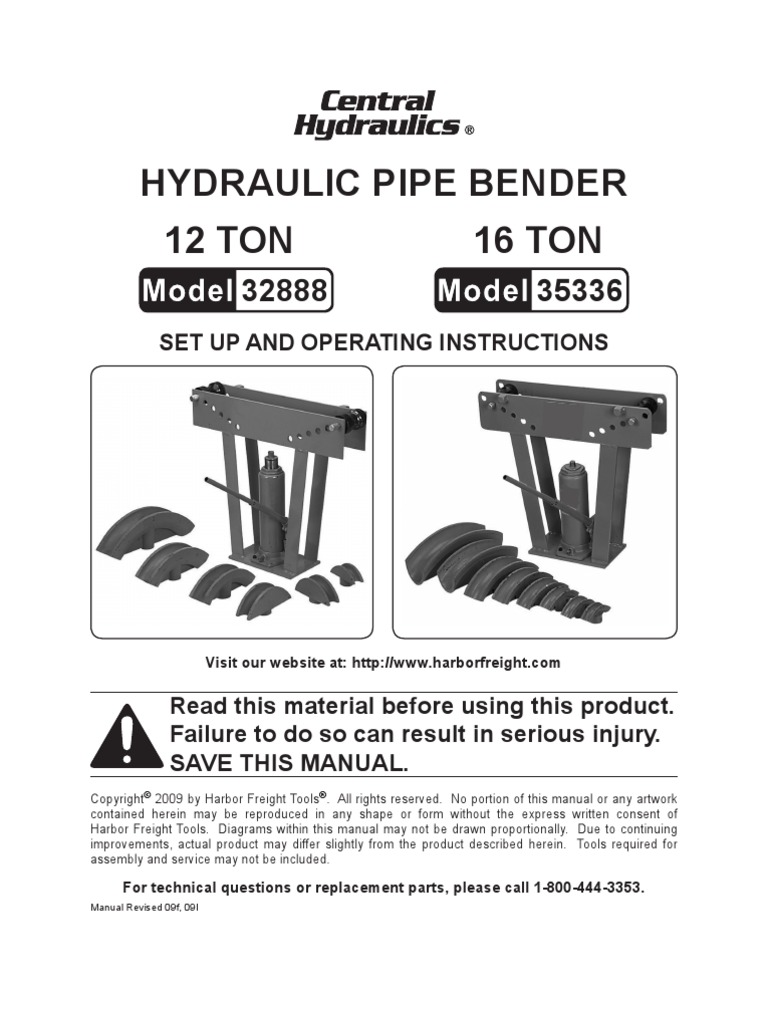 Hydraulic Pipe Bender 12 Ton 16 Ton | PDF | Troubleshooting | Valve
