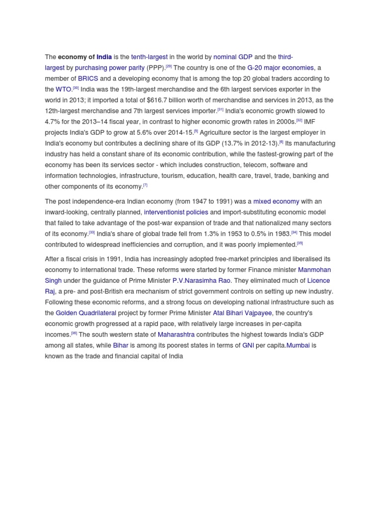 Overview of India's Economy and Growth | PDF