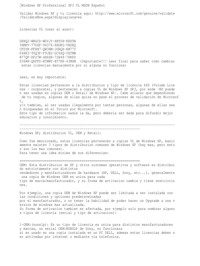 Es Winxp Keys | PDF | Windows XP | Microsoft