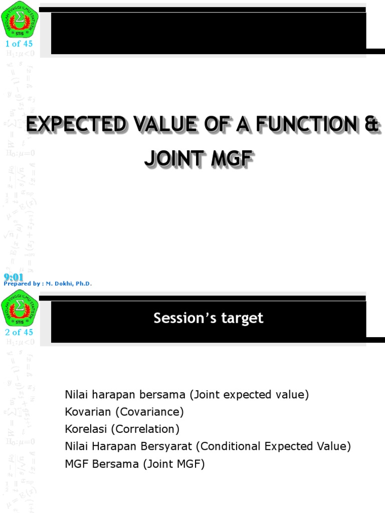 Nilai Harapan Dan MGF Bersamaa | PDF | Covariance | Probability Density ...
