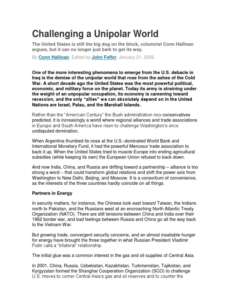 Unipolar World Article in English | PDF | Anti Ballistic Missile ...