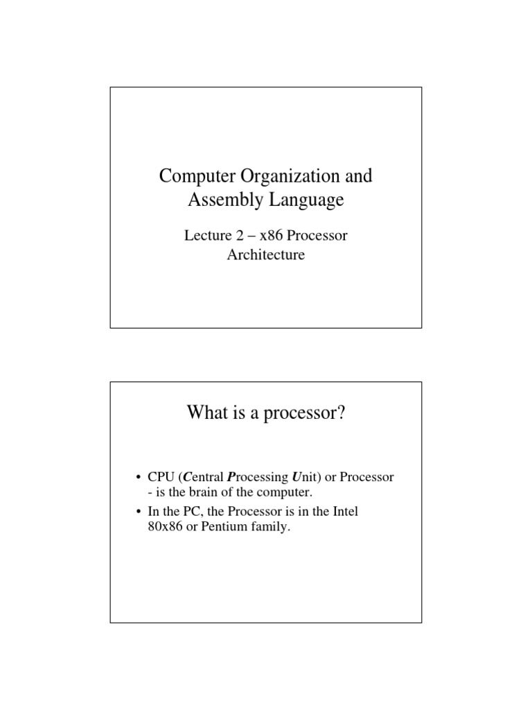 Computer Organization and Assembly Language: Lecture 2 - x86 Processor Architecture | PDF ...