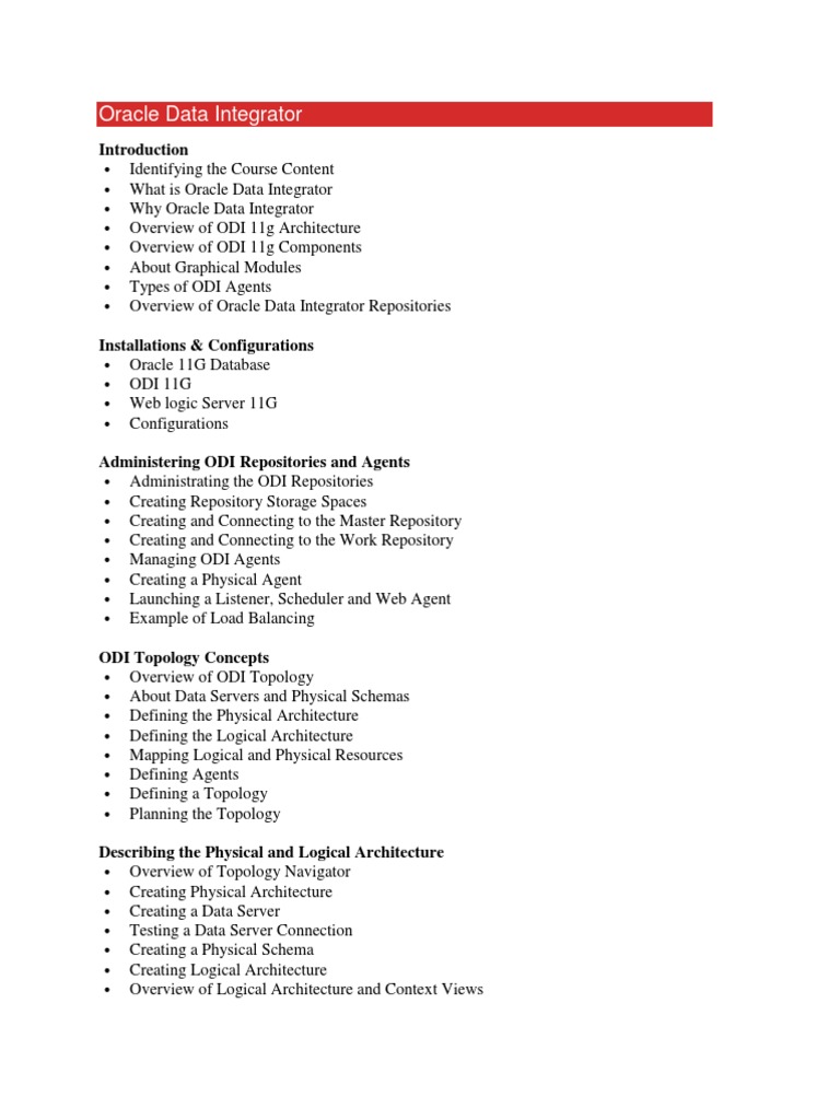 Oracle Data Integrator Pdf Oracle Database Interface Computing